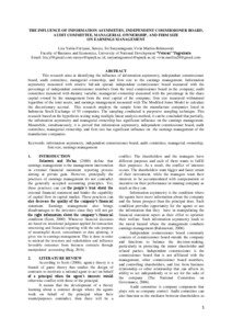 THE INFLUENCE OF INFORMATION ASYMMETRY, INDEPENDENT COMMISSIONER BOARD, AUDIT COMMITTEE ...